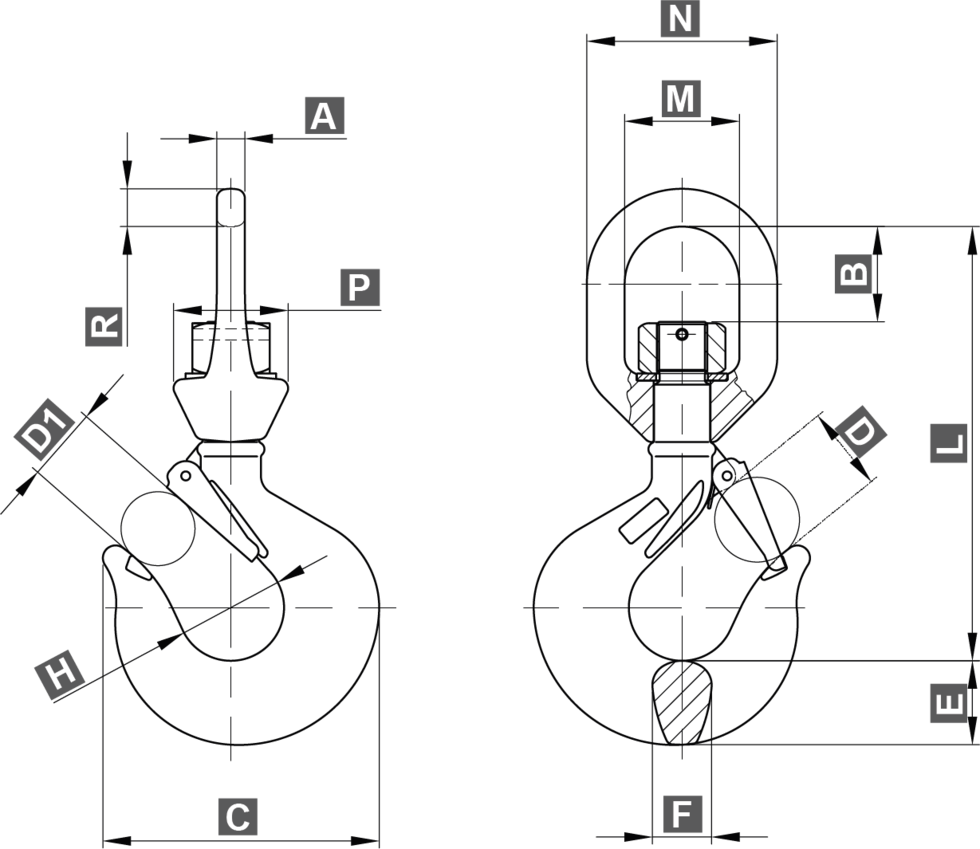 Gancho giratorio sin rodamientos ELD 167 | CYESA